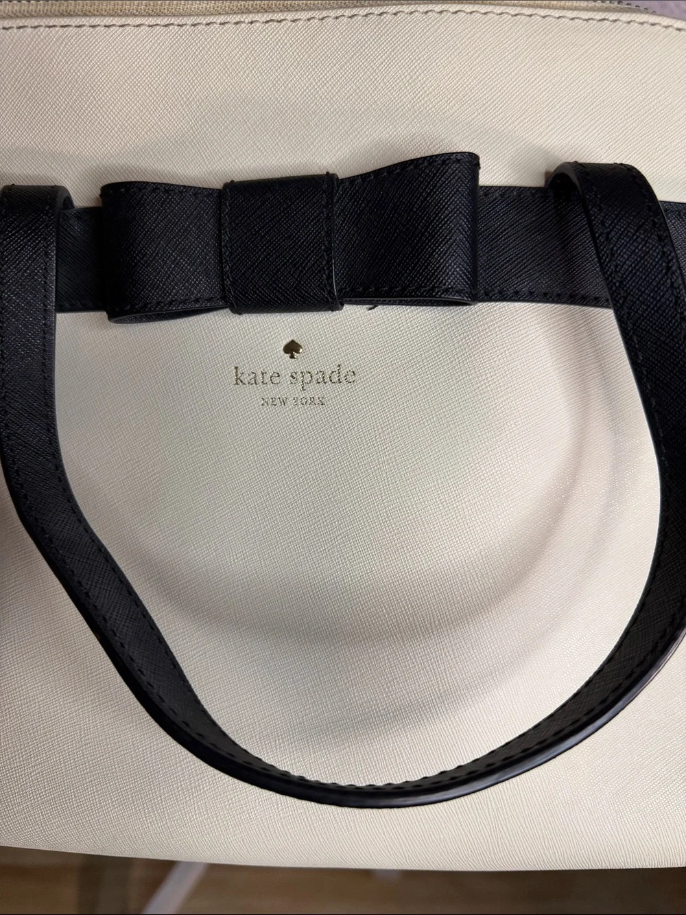 kate spade | Bags | Kate Spade Cream And Black Bow Dome Satchel Match ...